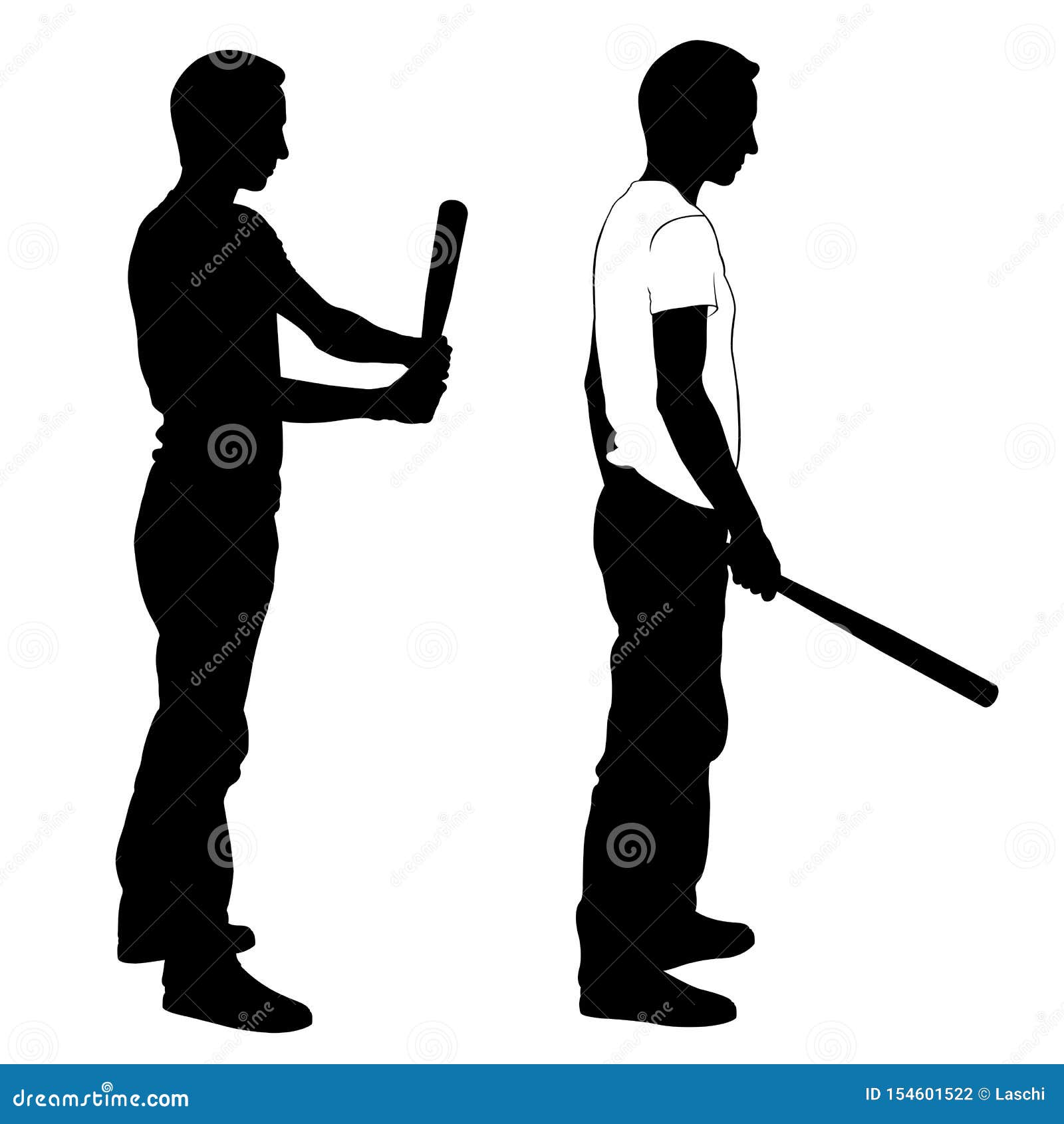 Men with baseball bat stock vector. Illustration of fight - 154601522