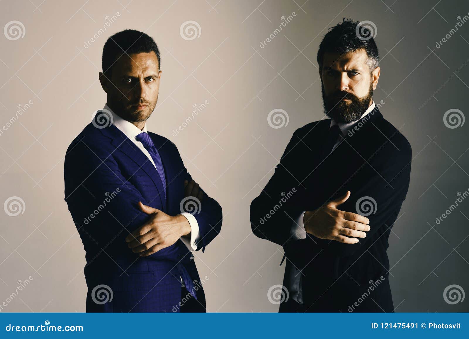 Men with Beard and Determined Faces Express Confidence and Partnership ...