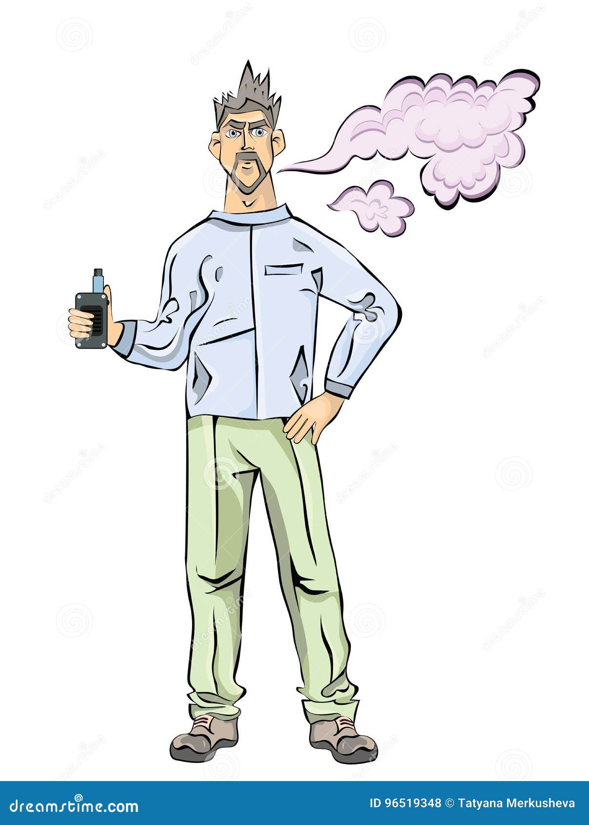 Men with Beard Vaping. Cloud of Vapor. Vector Illustration, Isolated on ...