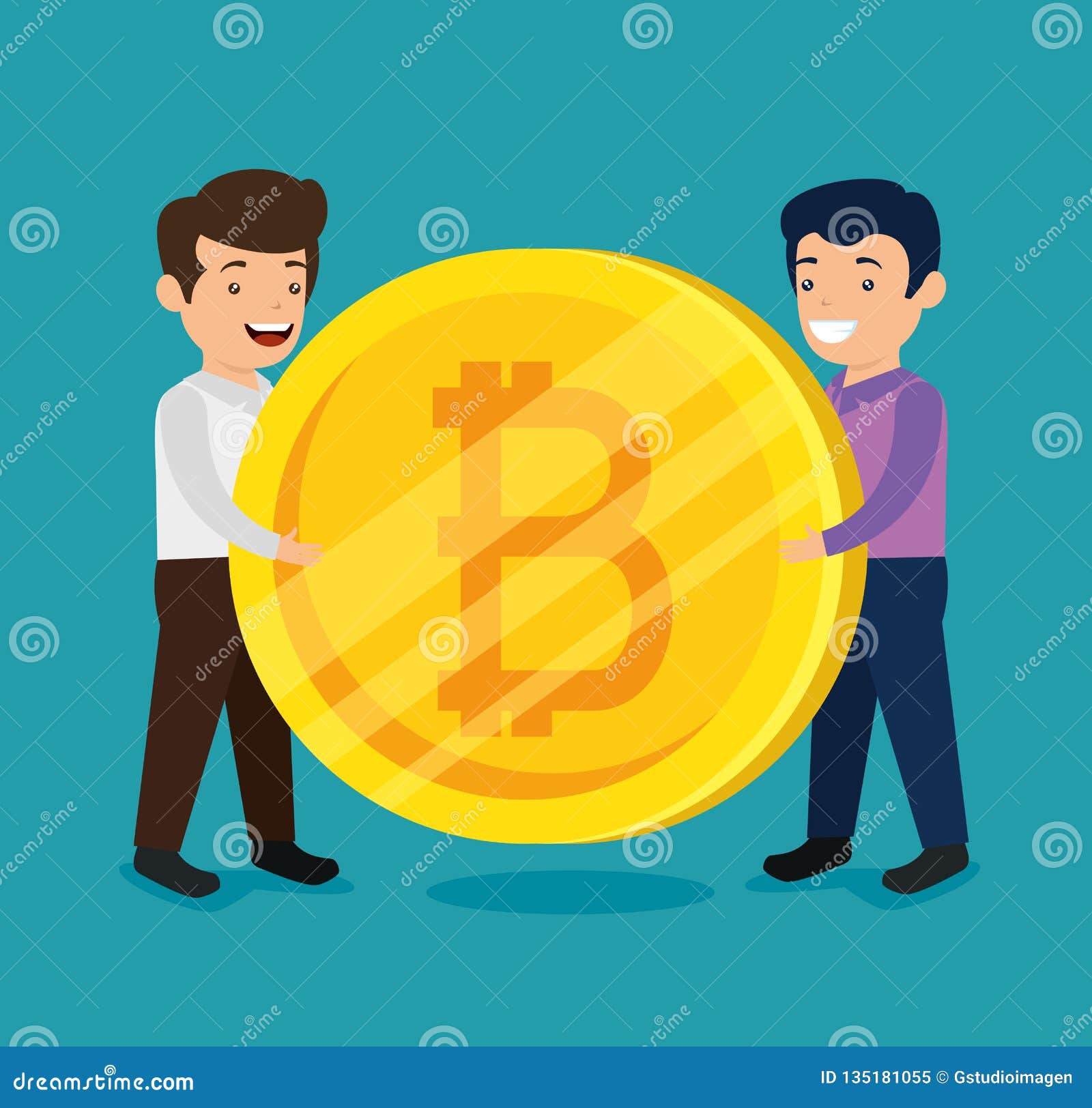 Men with Bitcoin Electronic Financial Currency Stock Vector ...