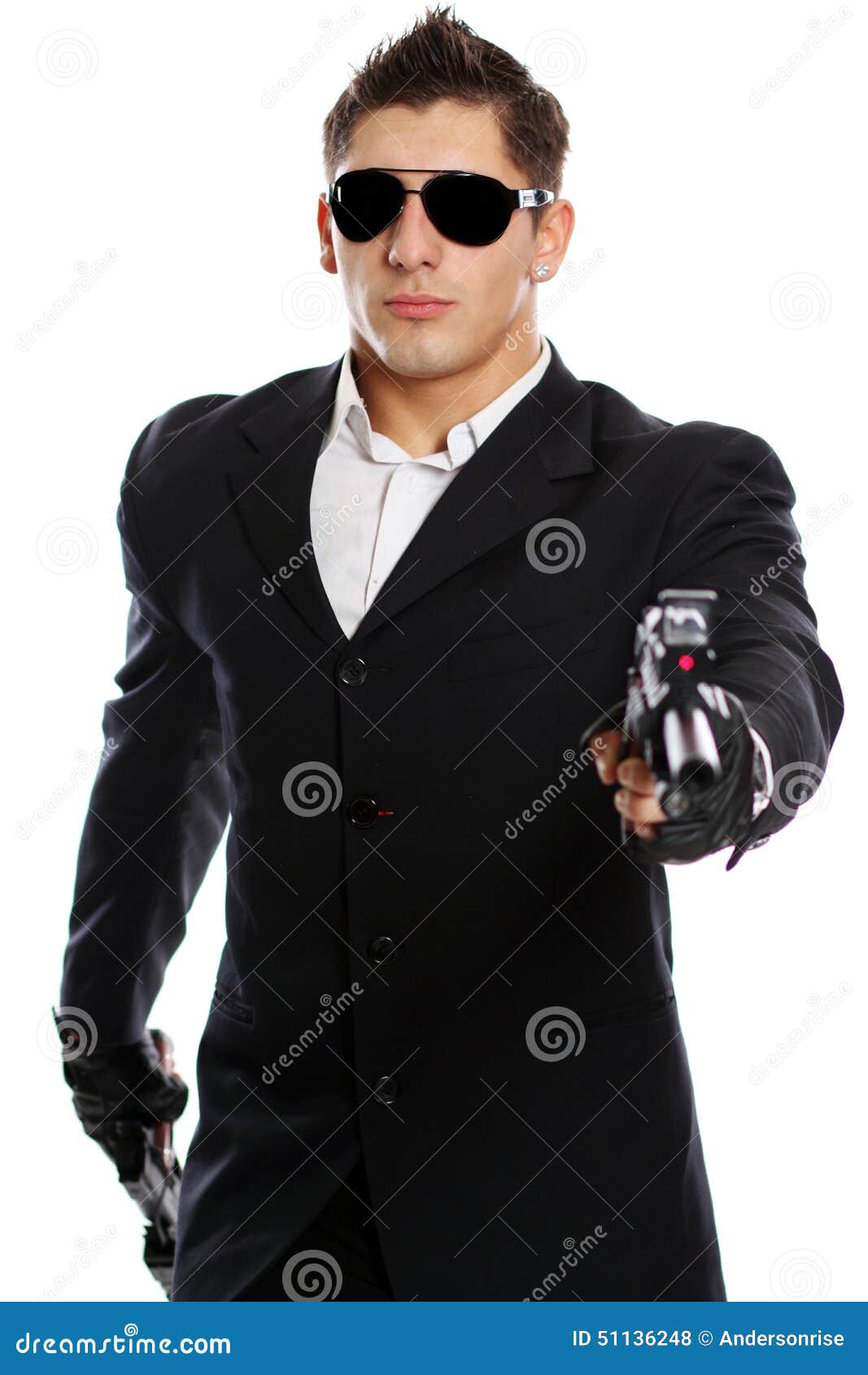 Men in Black Suit Holding Gun Stock Photo - Image of pistol, killer ...