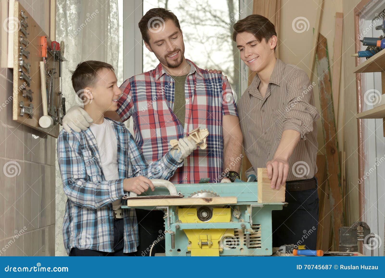 Men and Boy Doing Repair at Home Stock Image - Image of interior ...
