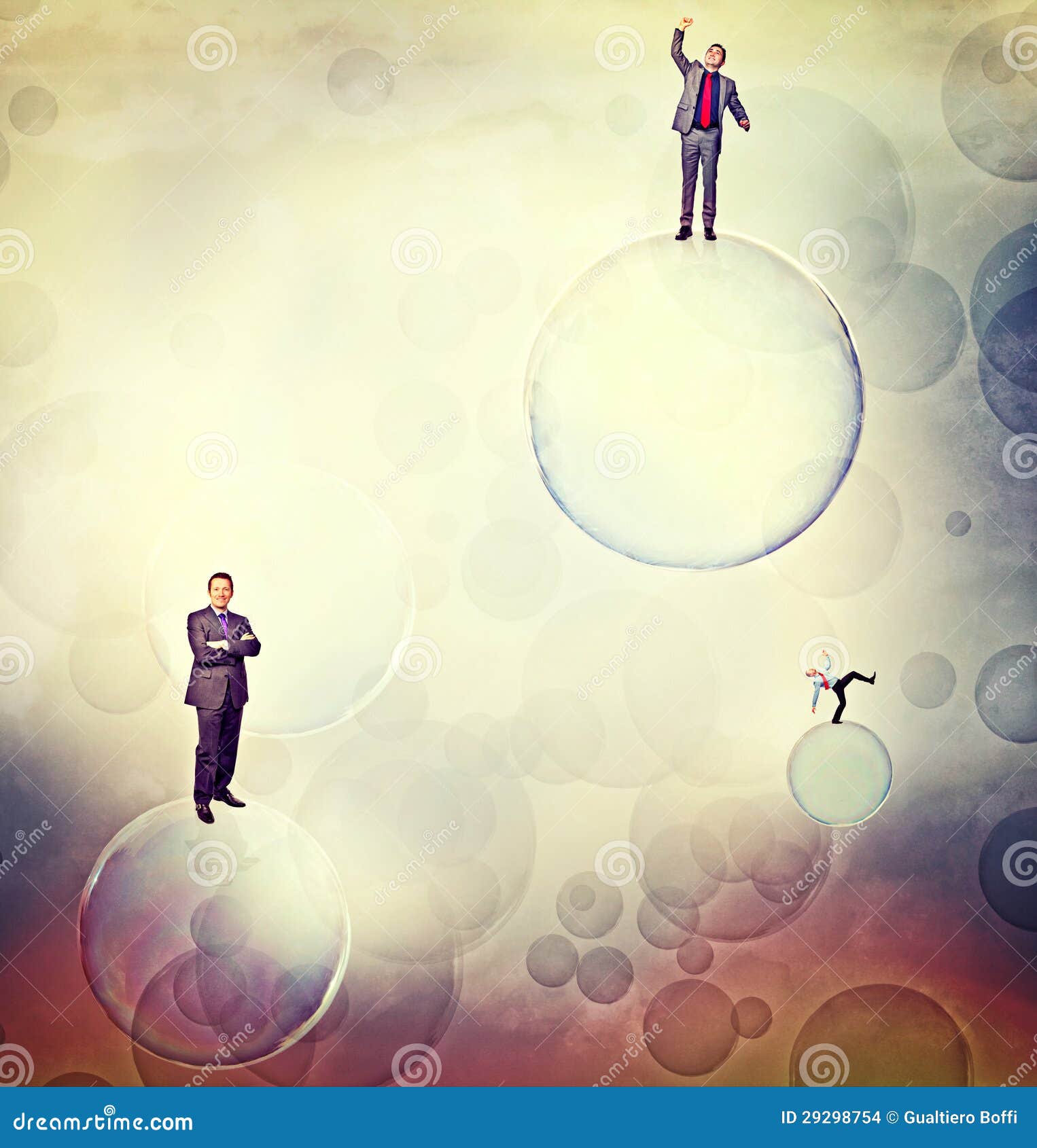 Men on bubbles stock illustration. Illustration of abstract - 29298754