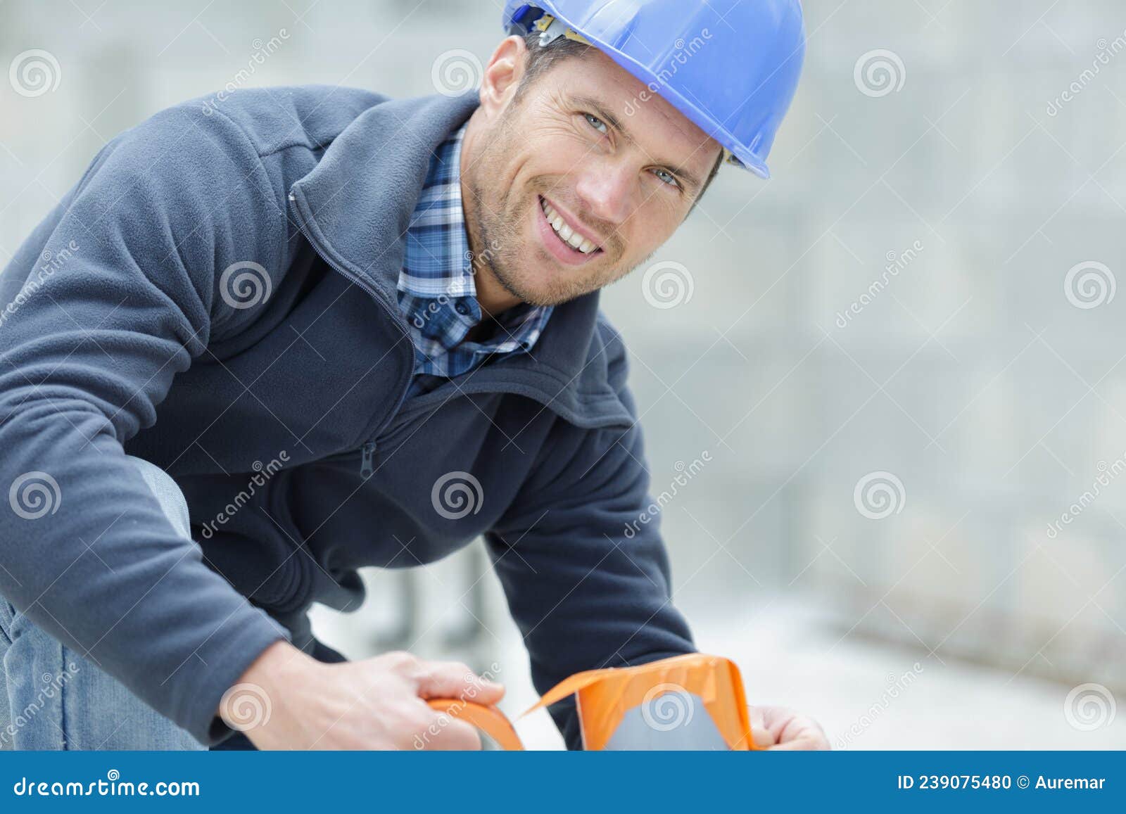 Men Builder Fixing Pipe in Construction Stock Photo - Image of brick ...