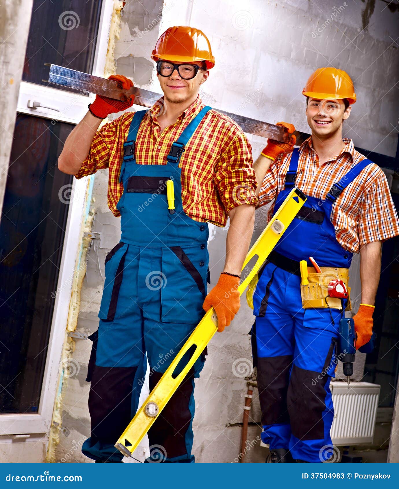 Men in builder uniform. stock image. Image of builder - 37504983