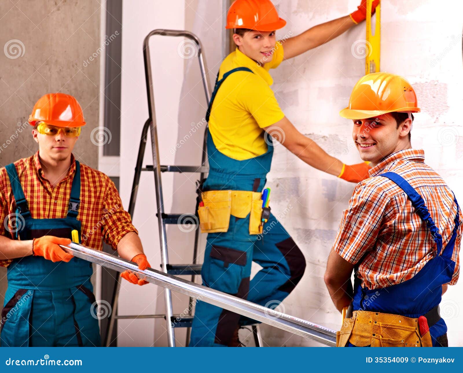 Men in builder uniform. stock image. Image of gypsum - 35354009