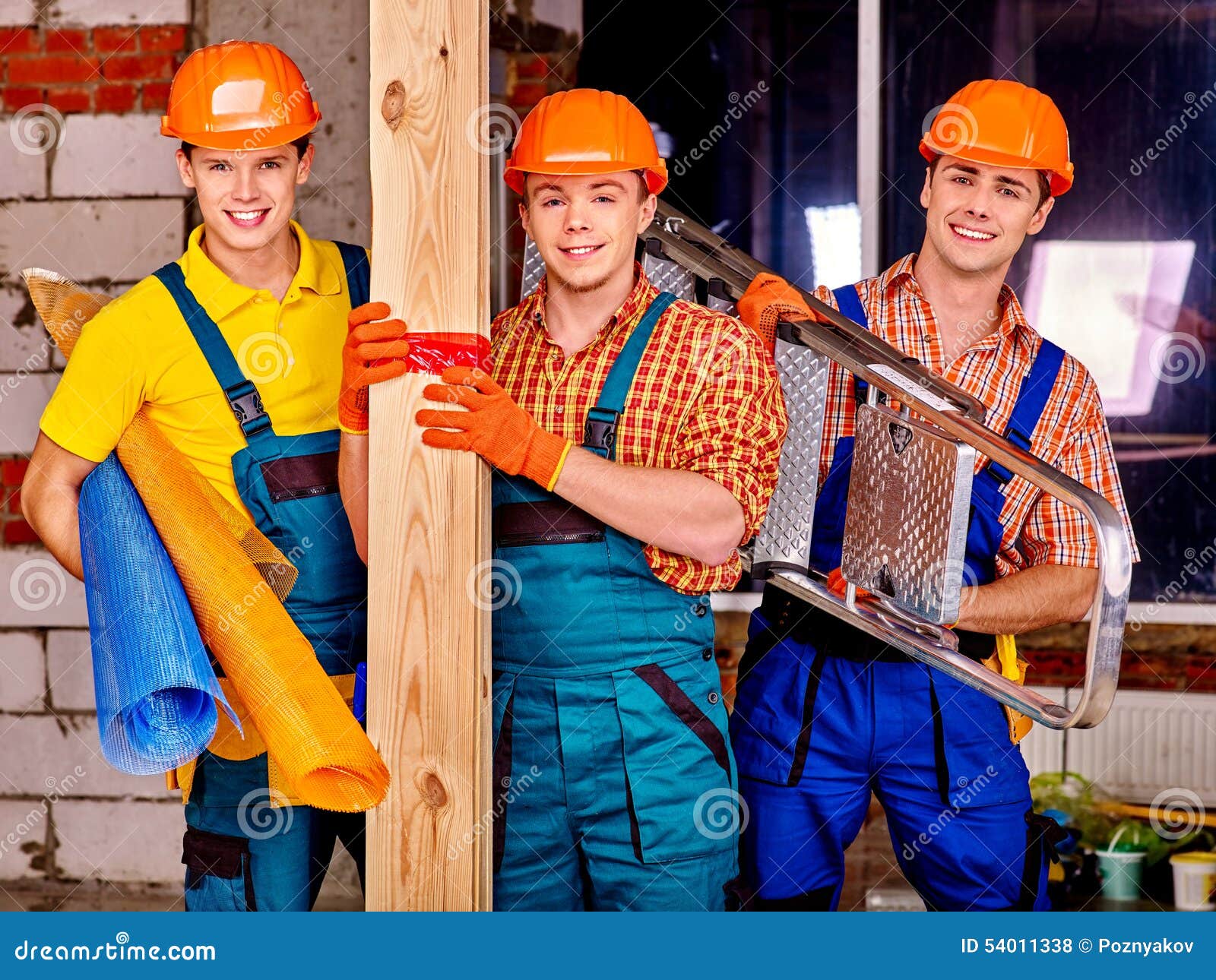 Men in builder uniform stock photo. Image of occupation - 54011338