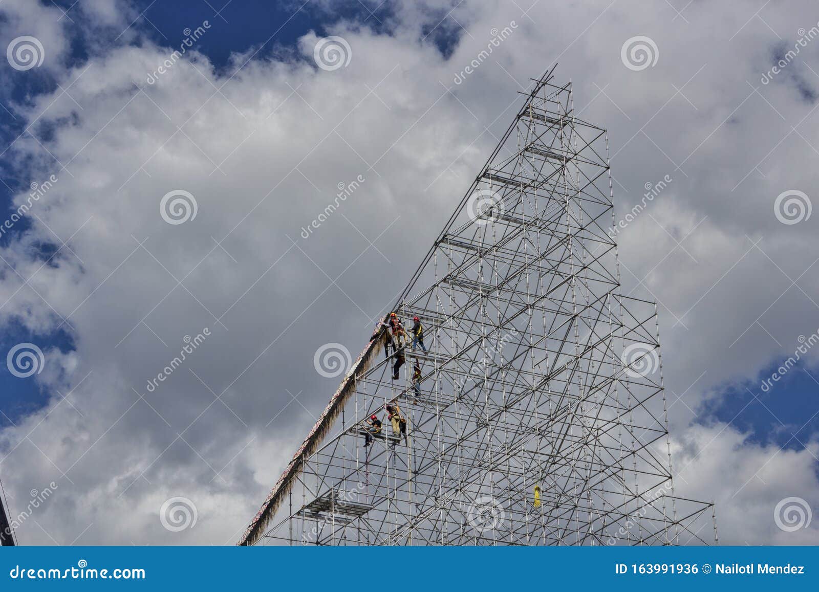 Men Building on the Chasm of the Fireworks or Fireworks Structure Stock ...
