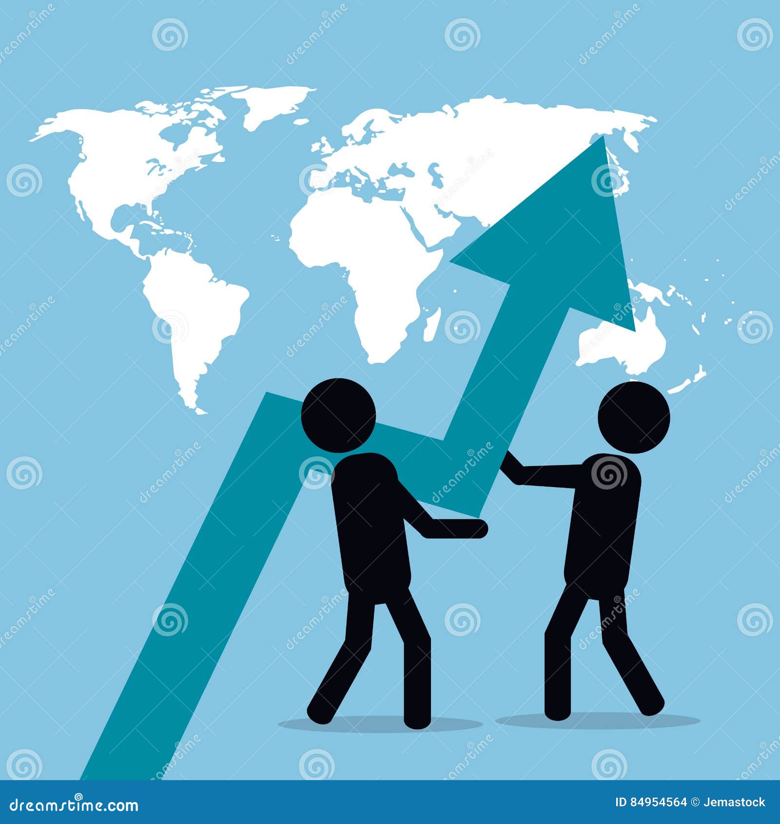 3d Man Pushing Red Arrow Upward Stock Illustration | CartoonDealer.com ...