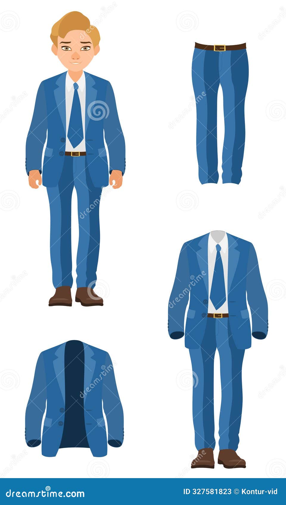 Men Business Suit Flat Style Vector Illustration Stock Vector ...