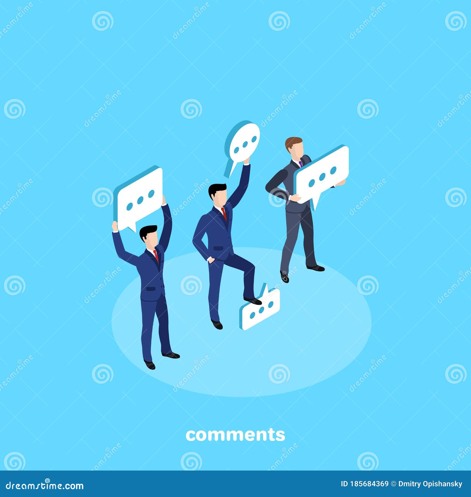 Comments stock vector. Illustration of isometric, narrator - 185684369