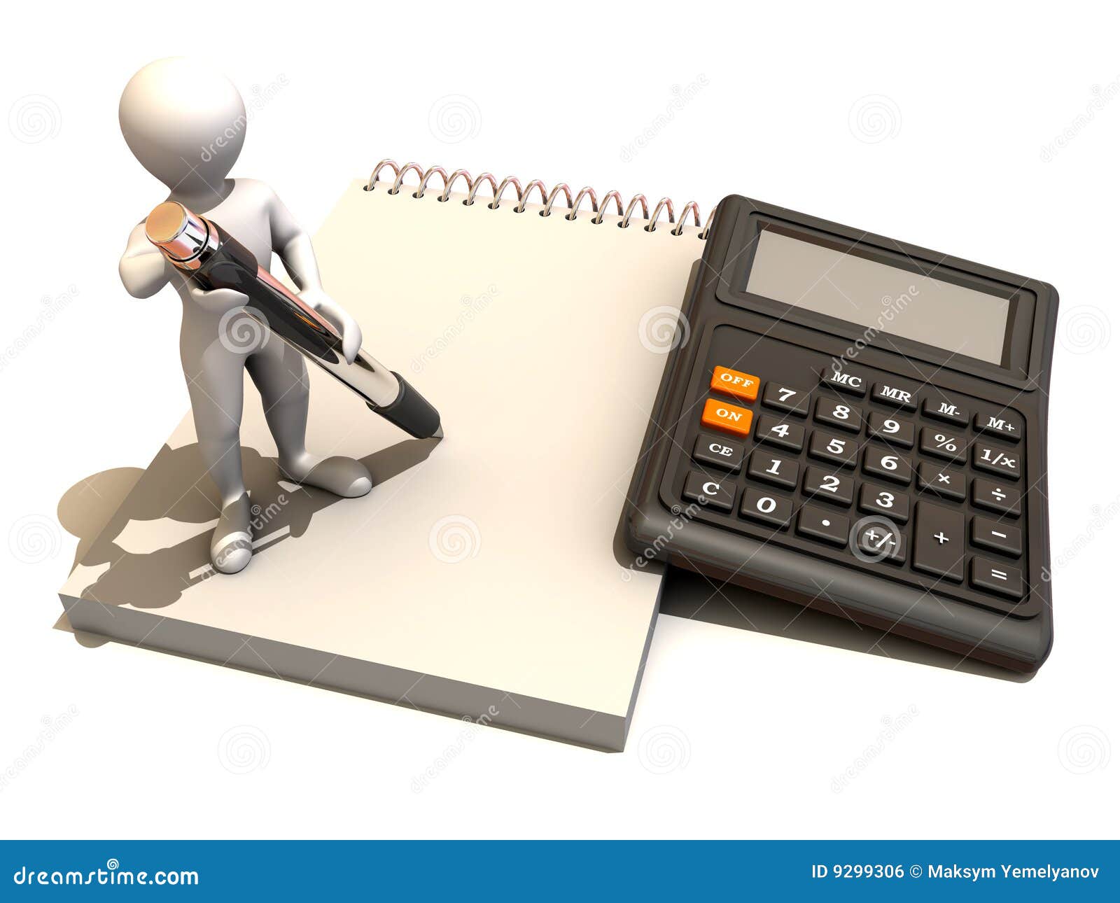 Men with Calculator and Notebook Stock Illustration - Illustration of ...
