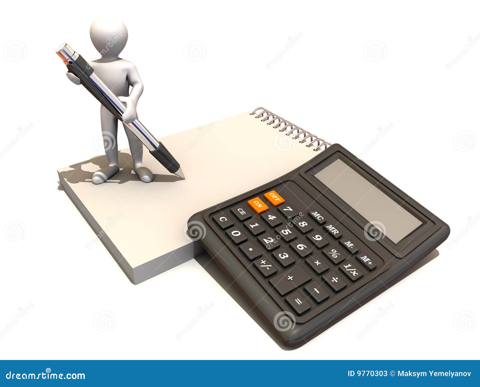 Men with Calculator and Notebook Stock Illustration - Illustration of ...