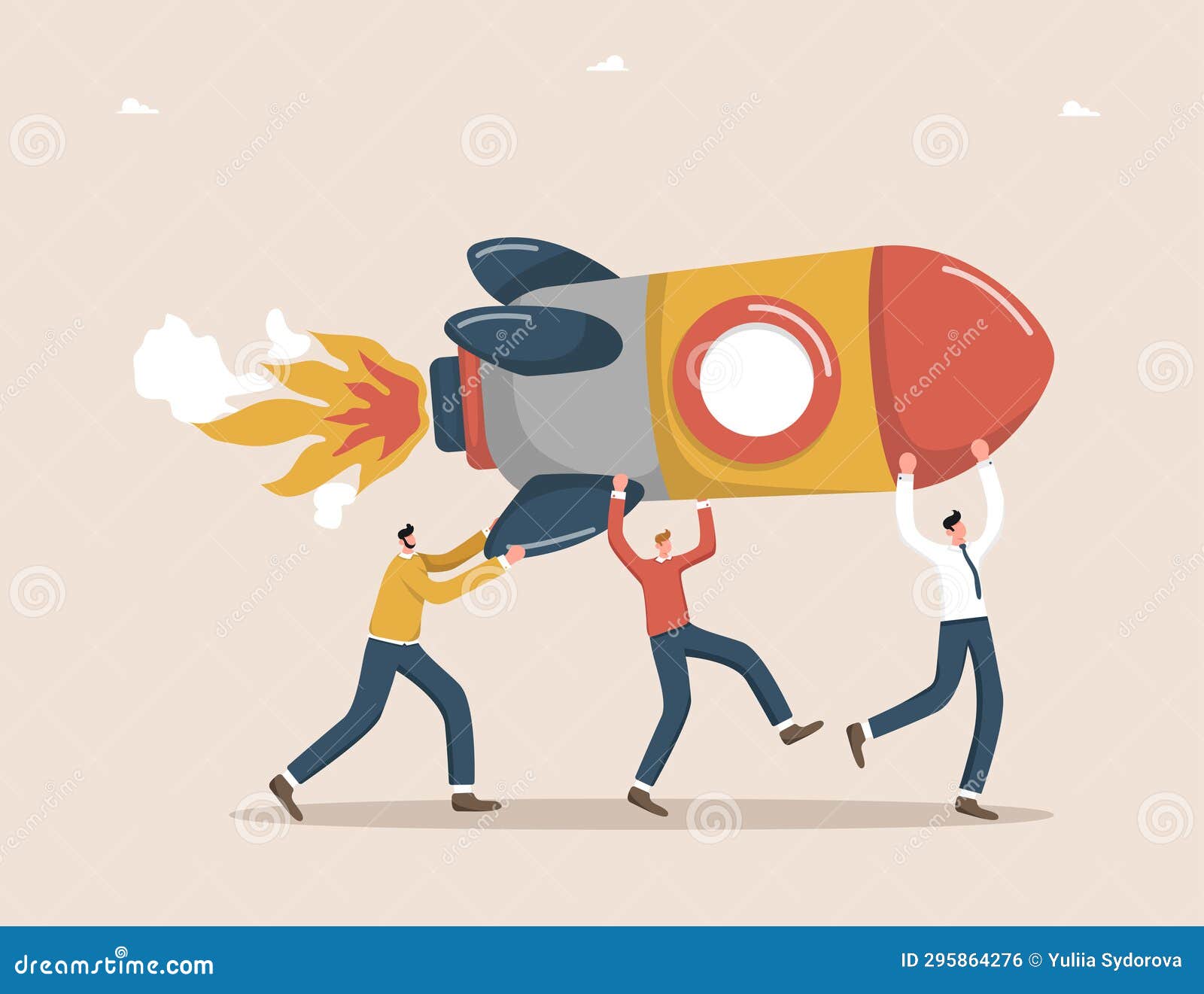 Men carrying the rocket stock illustration. Illustration of corporate ...