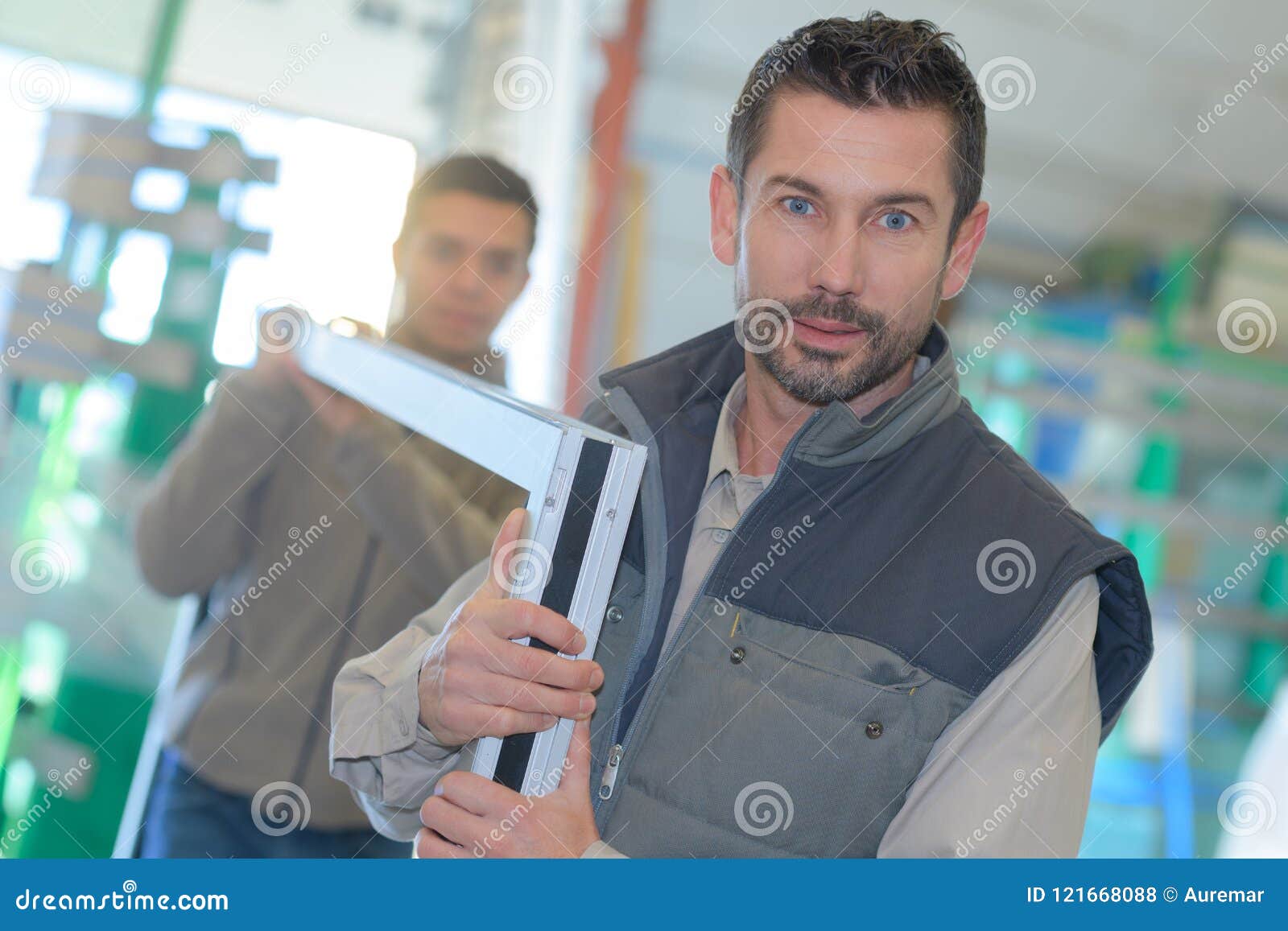 Men Carrying Windows Frames Stock Photo - Image of modern, polymer ...