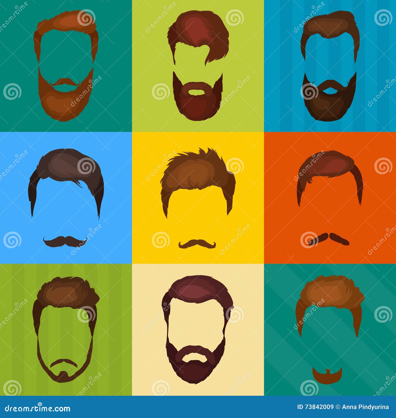 Cartoon Hairstyles Woman Set Vector 107315151