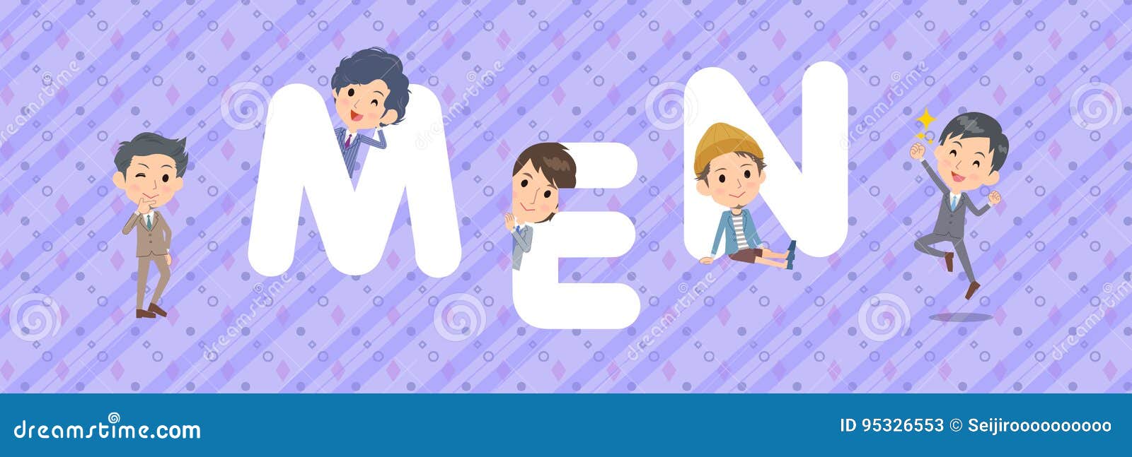 Men Character Illustration Font Title Design Stock Vector ...