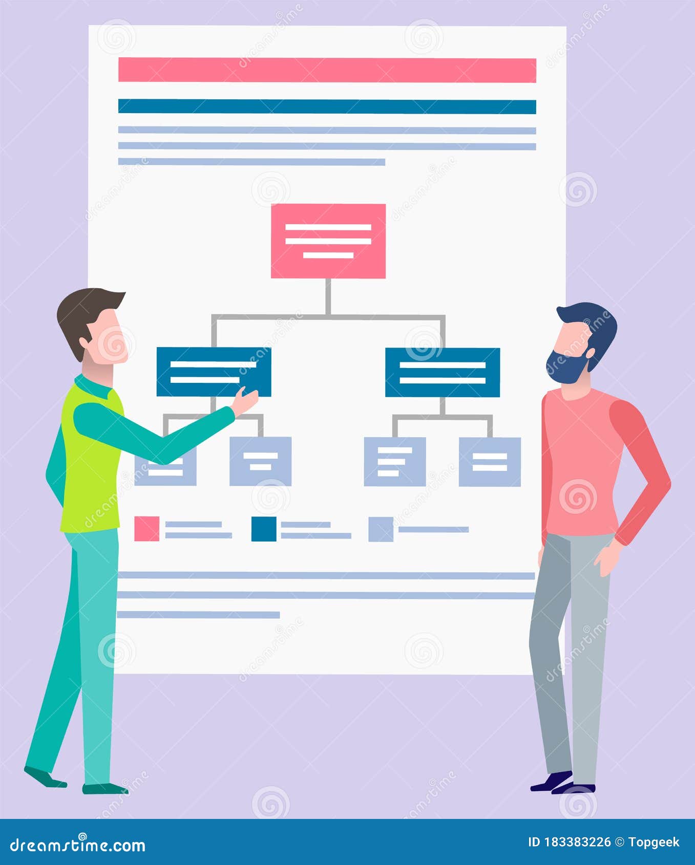 Workers Men Presenting Scheme, Strategy Vector Stock Vector ...
