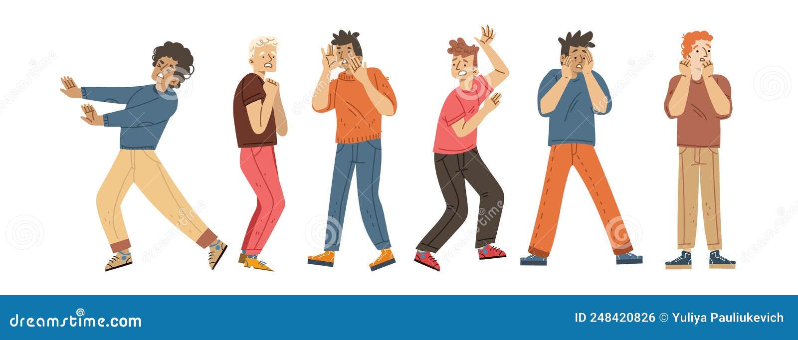 Men Characters Scared, Afraid, Terrified Stock Vector - Illustration of ...