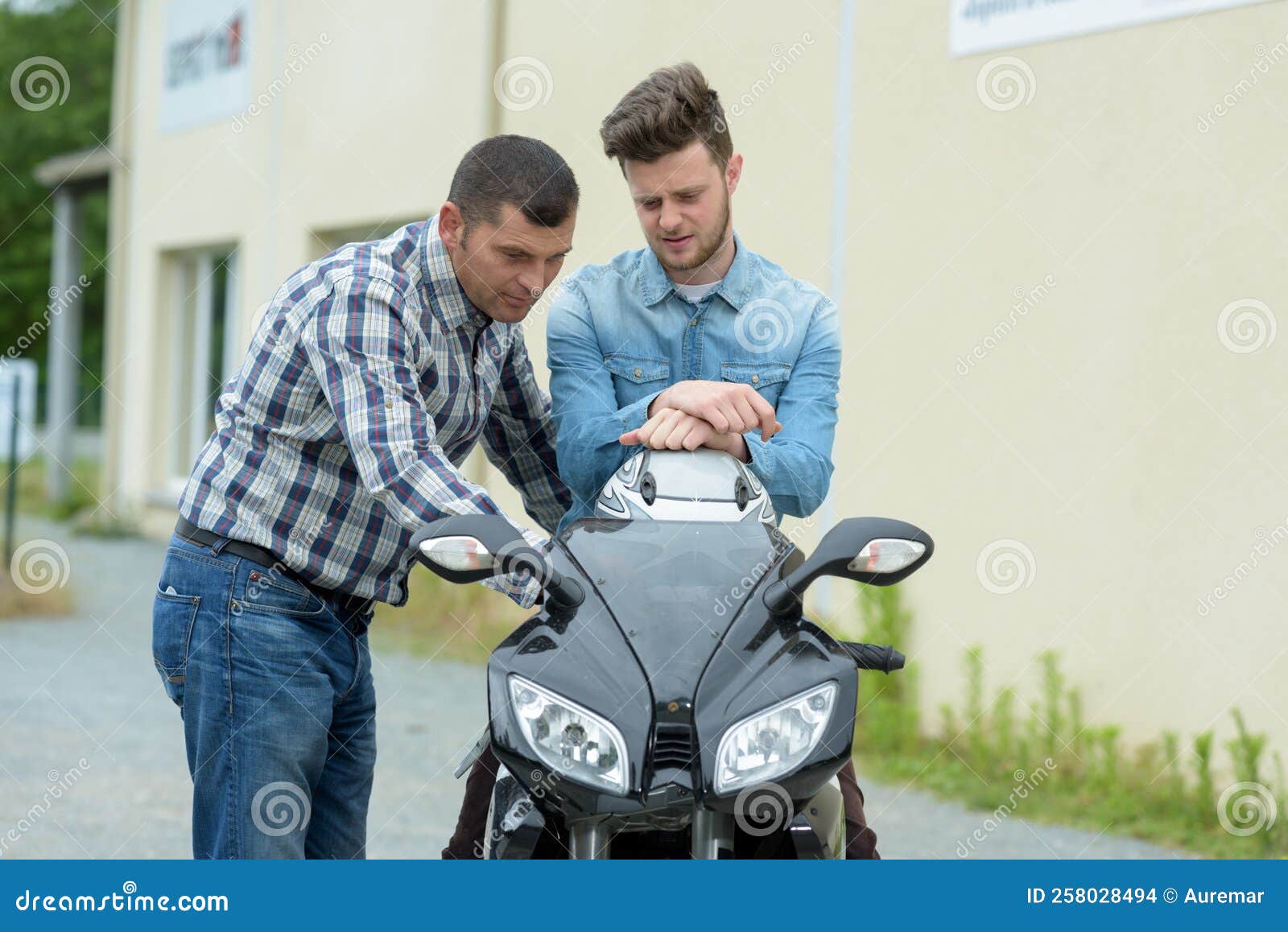 Men Checking Motorcycle in Suite Stock Photo - Image of road ...