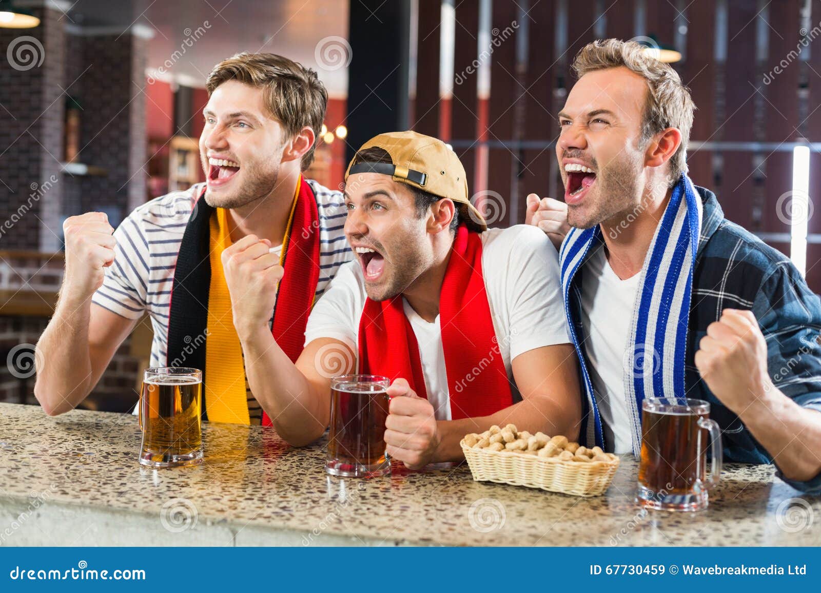Men cheering with beers stock image. Image of glasses - 67730459
