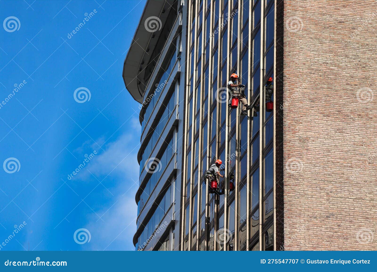 Men Cleaning the Windows of a Building Stock Image - Image of washer ...
