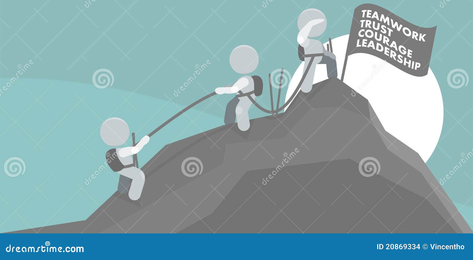 Men Climbing Mountain Summit Teamwork Illustration Stock Vector ...