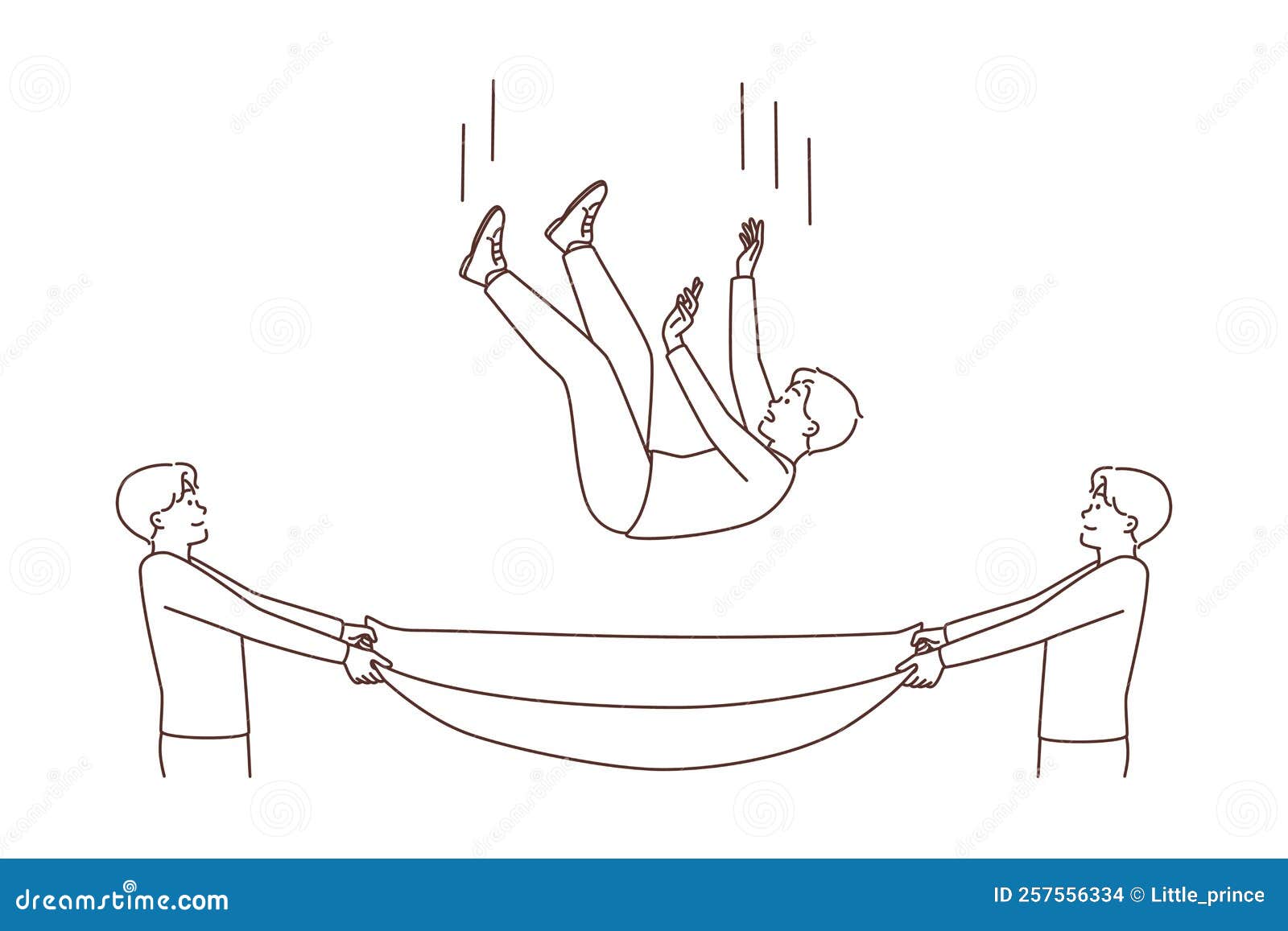 Men with Cloth Saving Guy from Falling Stock Vector - Illustration of ...