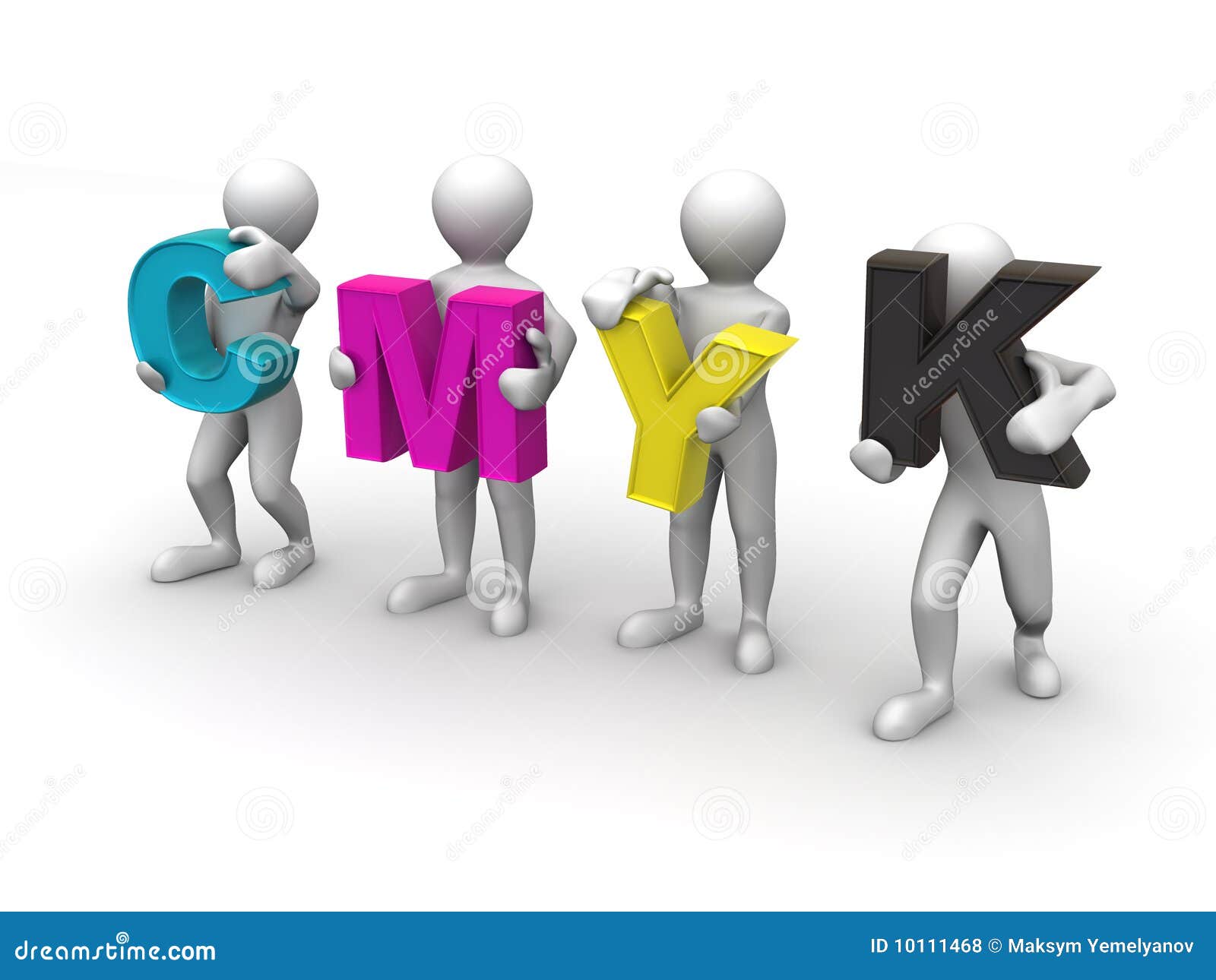 Men with CMYK letters stock illustration. Illustration of animated ...