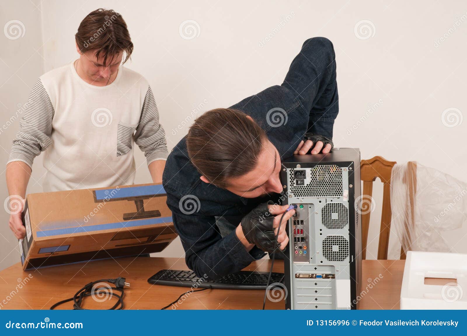 Men and the computer. stock photo. Image of debug, works - 13156996