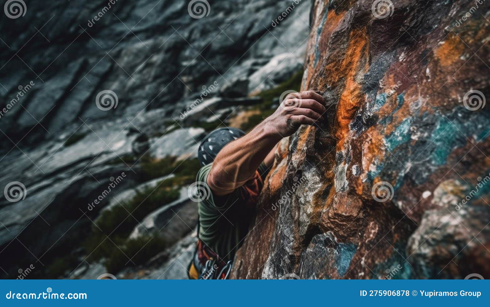 Men Conquer Cliff, Moving Up with Determination Generated by AI Stock ...