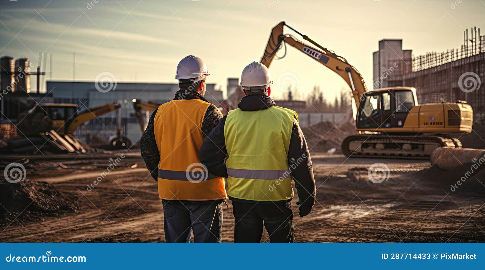 Men at Construction Site, Generative AI Stock Illustration ...