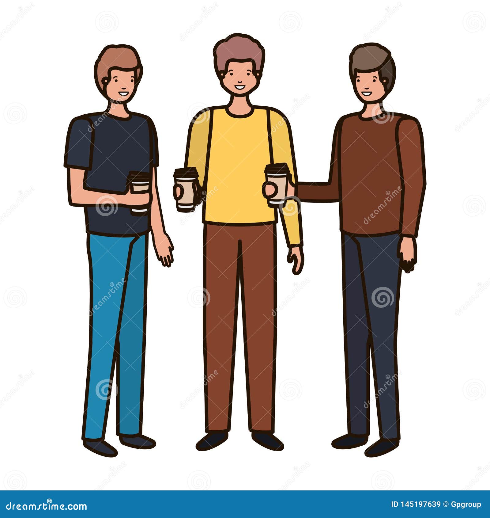 Men with Container Plastic Coffee Avatar Character Stock Vector ...