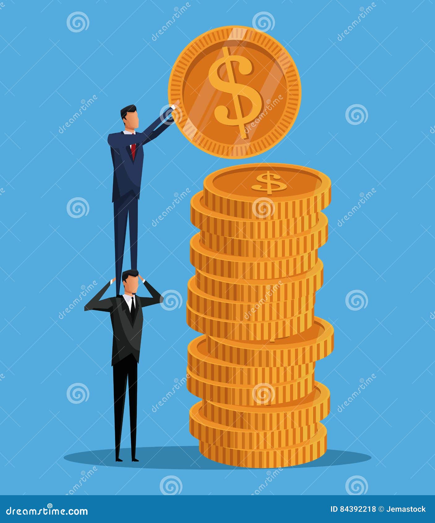 Men Cooperation Business Pile Coins Stock Vector - Illustration of idea ...