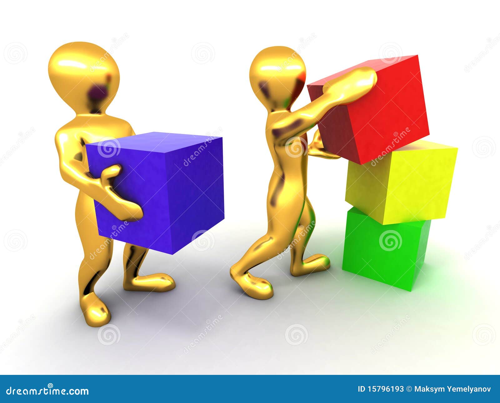 Men with cubes. Teamwork stock illustration. Illustration of ...