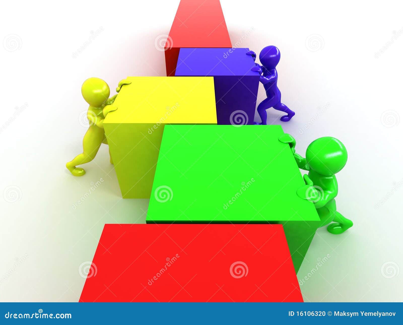 Men with cubes. Teamwork stock illustration. Illustration of action ...