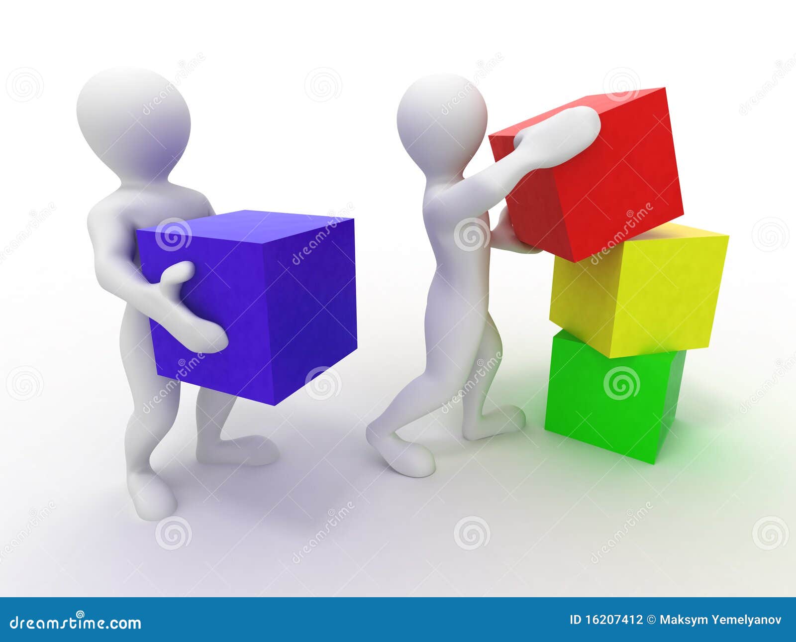 Men with cubes. Teamwork stock illustration. Illustration of activity ...