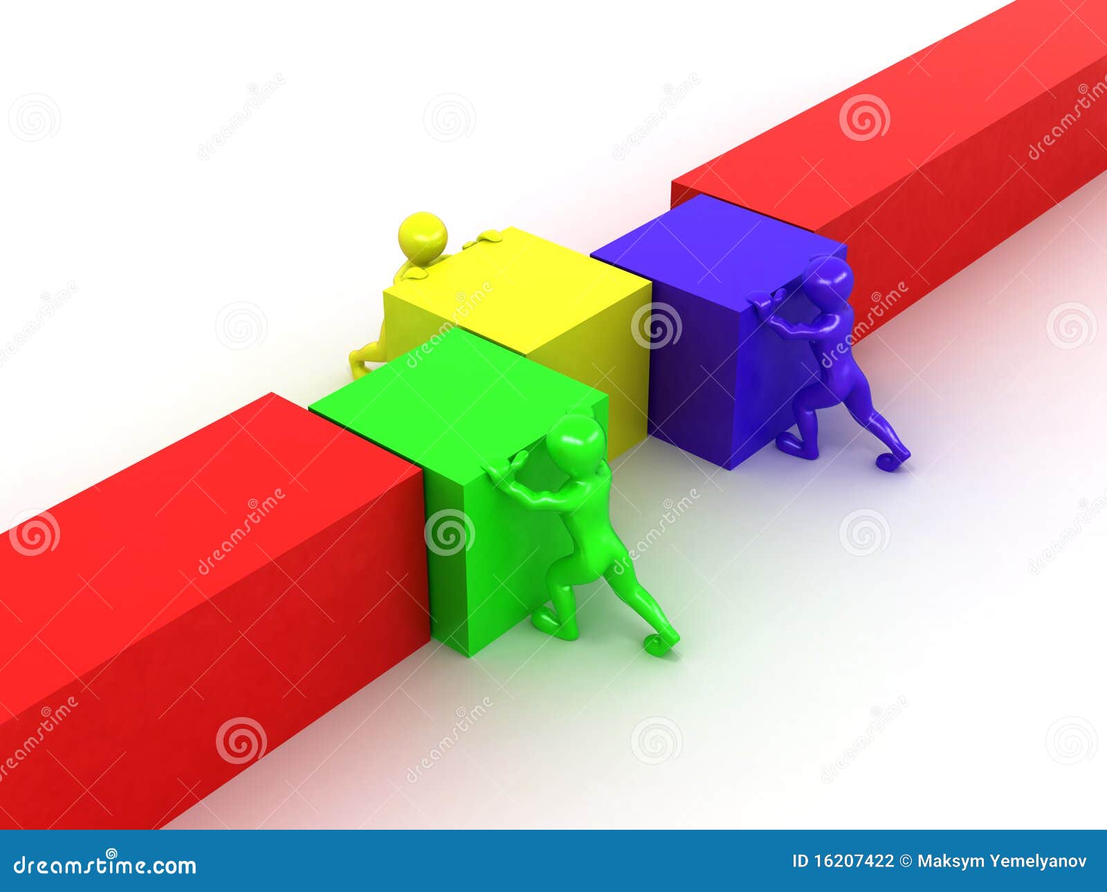 Men with cubes. Teamwork stock illustration. Illustration of shape ...