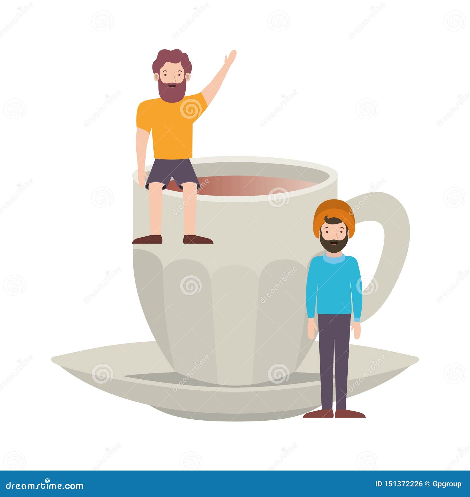 Men with Cup of Coffee and Plate Avatar Character Stock Vector ...