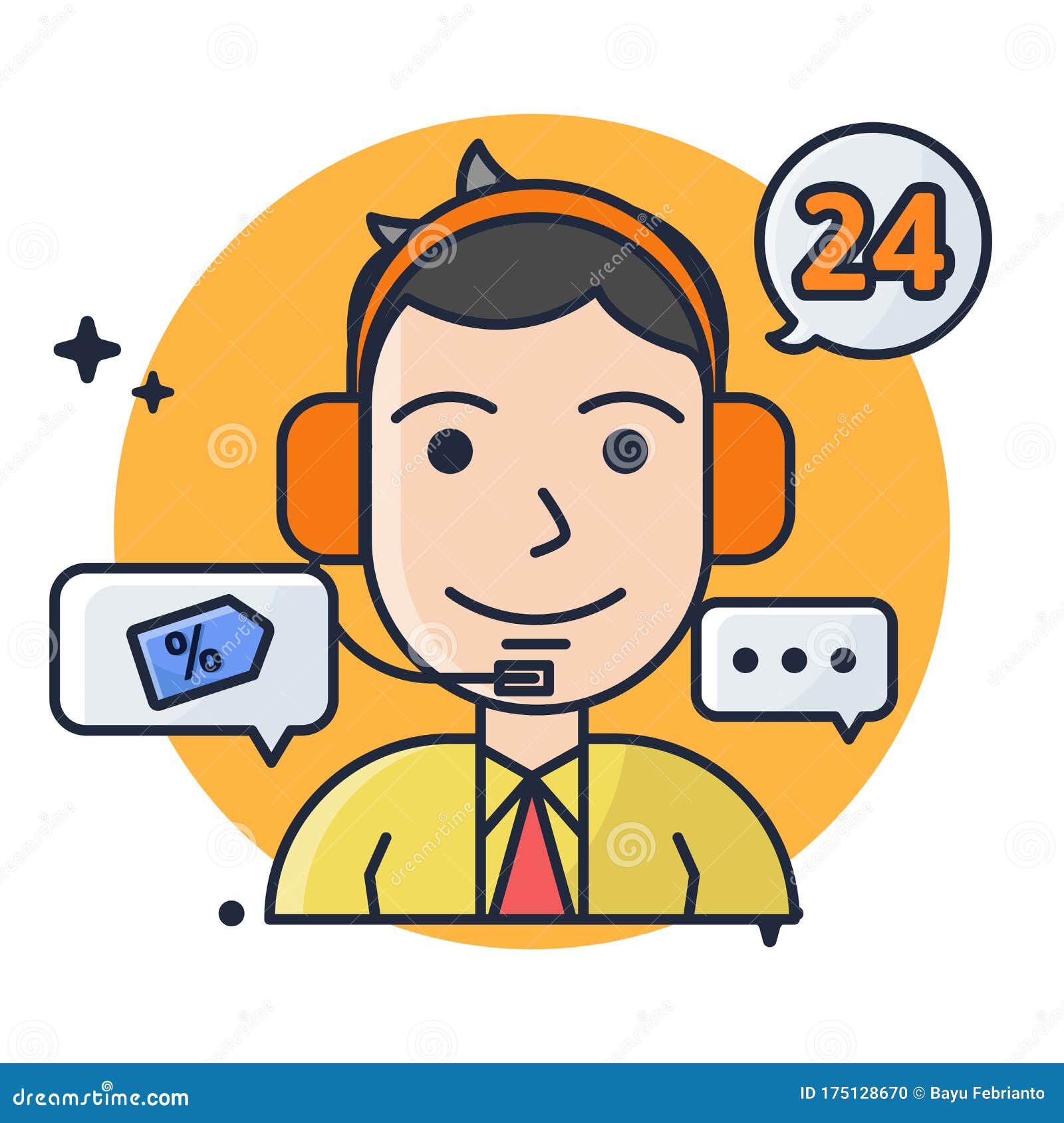 Men Customer Service 24 Hours Stock Vector - Illustration of icon, desk ...