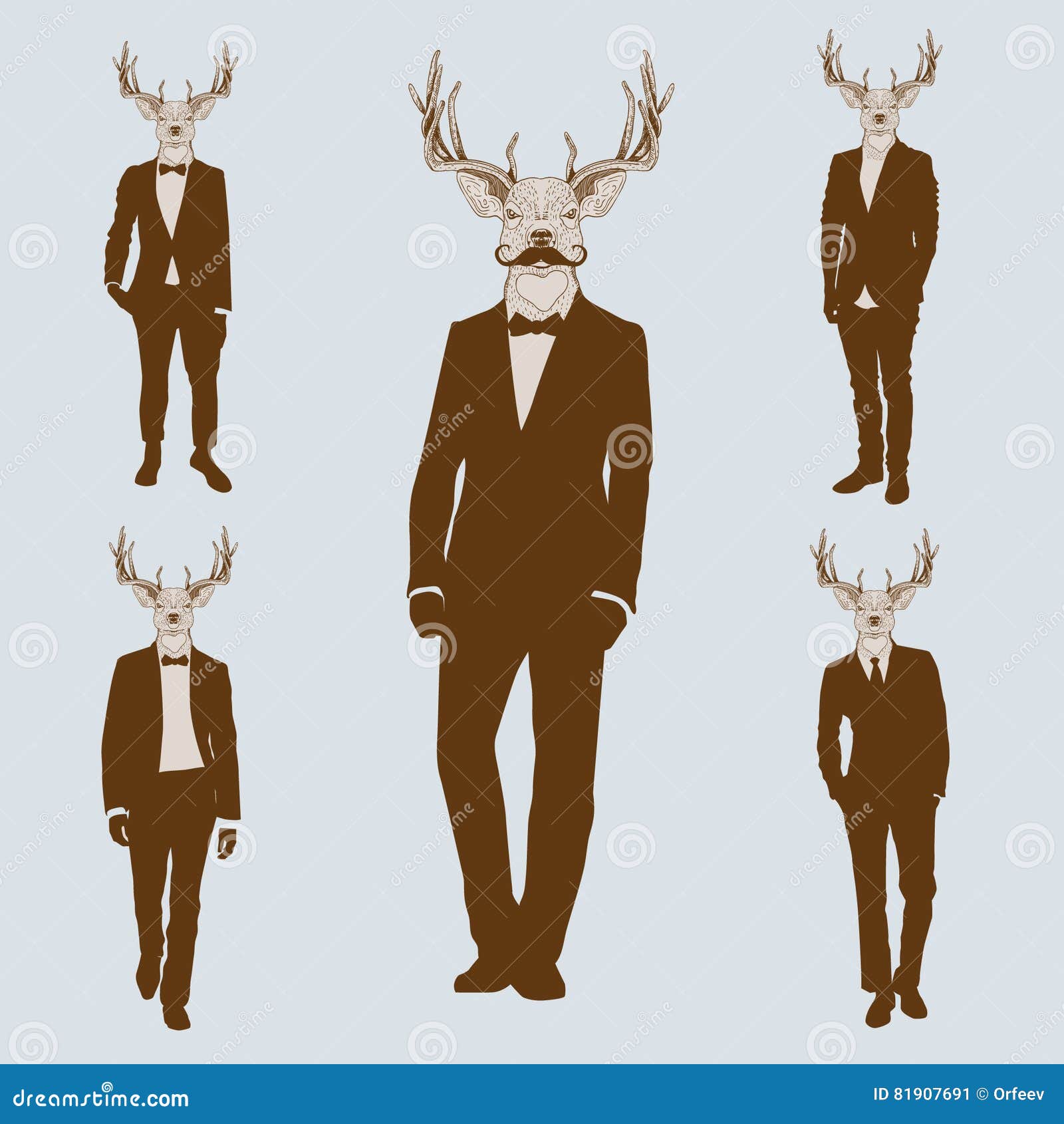 Men with deer heads stock vector. Illustration of drawing - 81907691