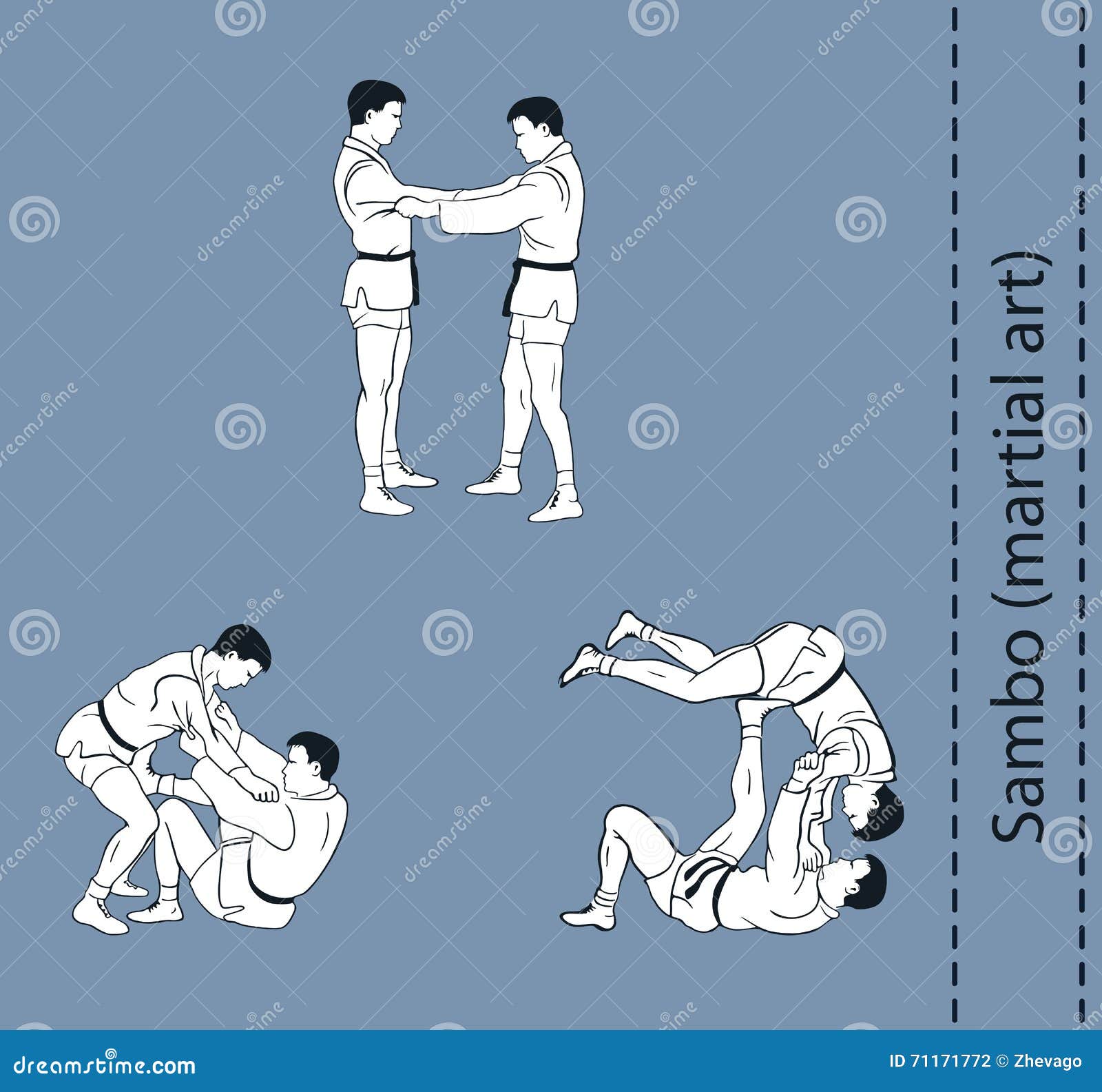 Men Demonstrate the Fight of SAMBO Stock Vector - Illustration of power ...