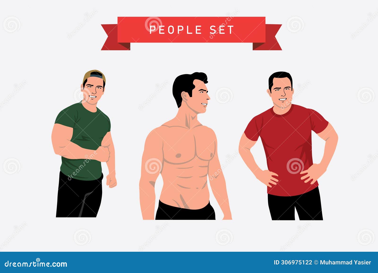 Men with Different Body Types. Vector Illustration in Flat Cartoon ...