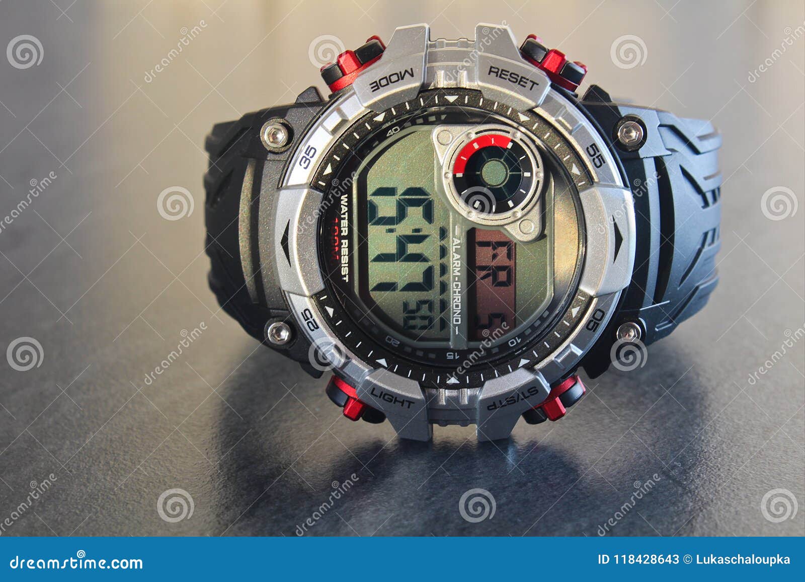 Men Digital Sport Hand Watch on Dark Background Stock Image - Image of ...