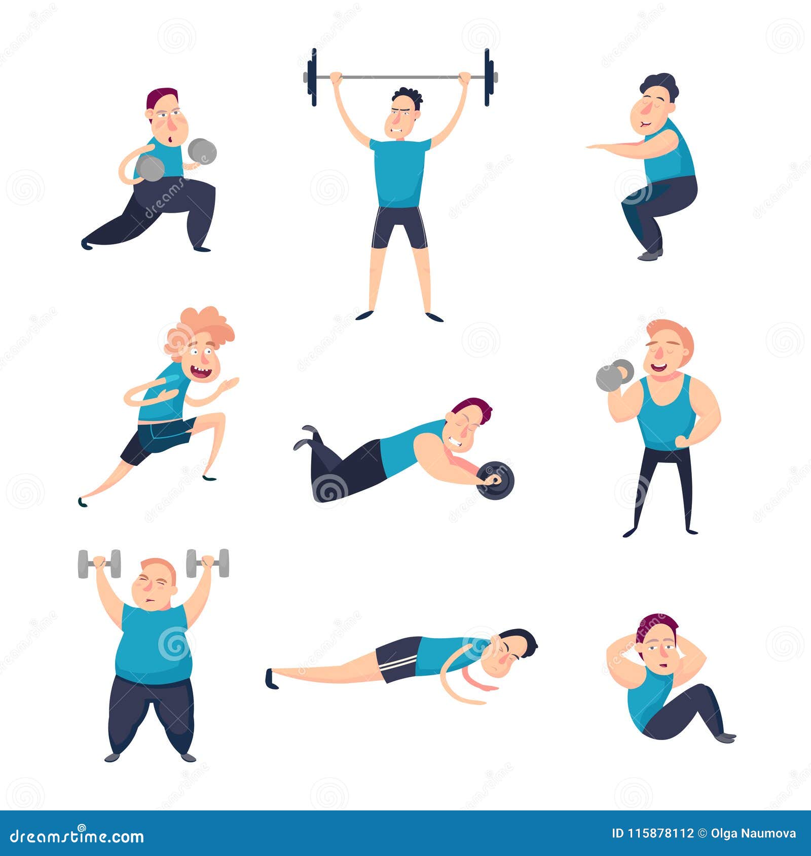 Men Does Exercises and Pumps Muscles Stock Vector - Illustration of ...