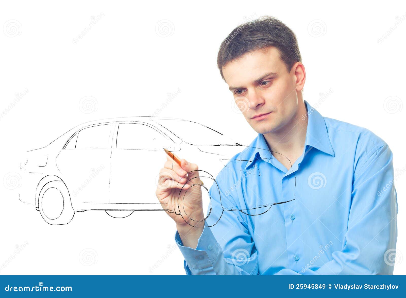 Men drawing a car stock image. Image of idea, background - 25945849