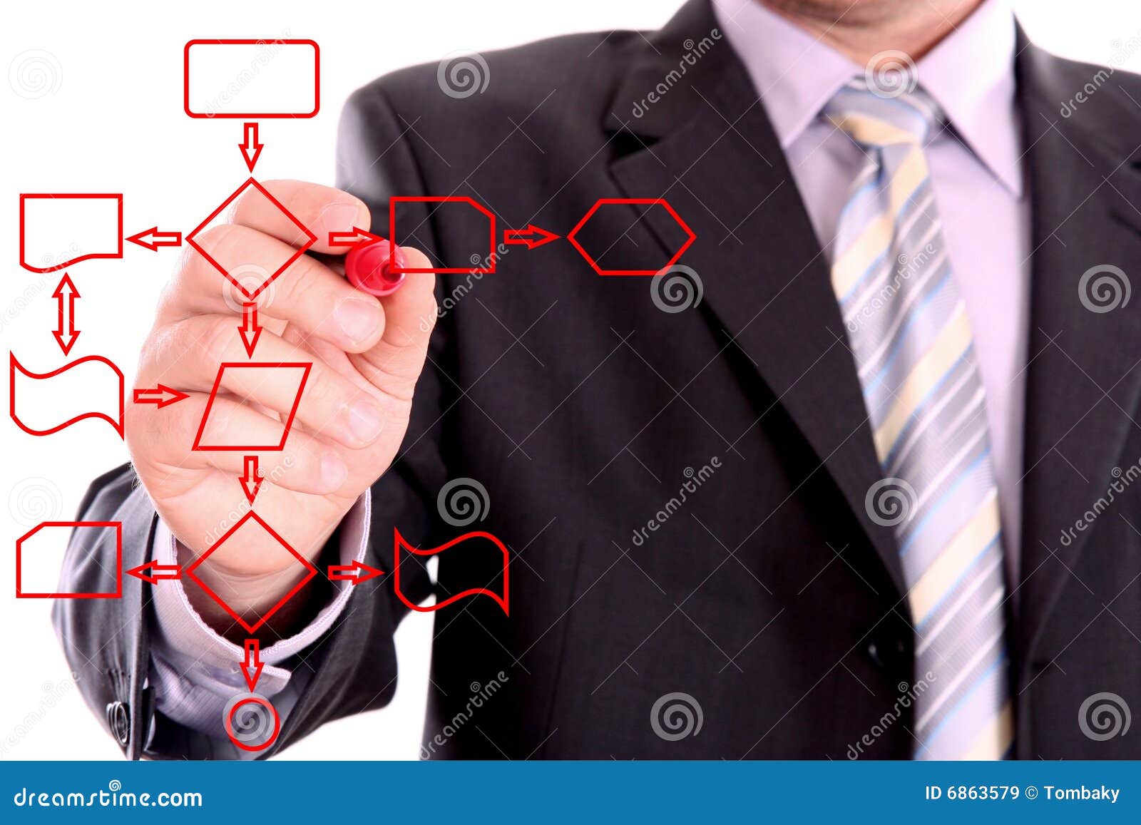 Men drawing a red diagram stock image. Image of note, presentation ...