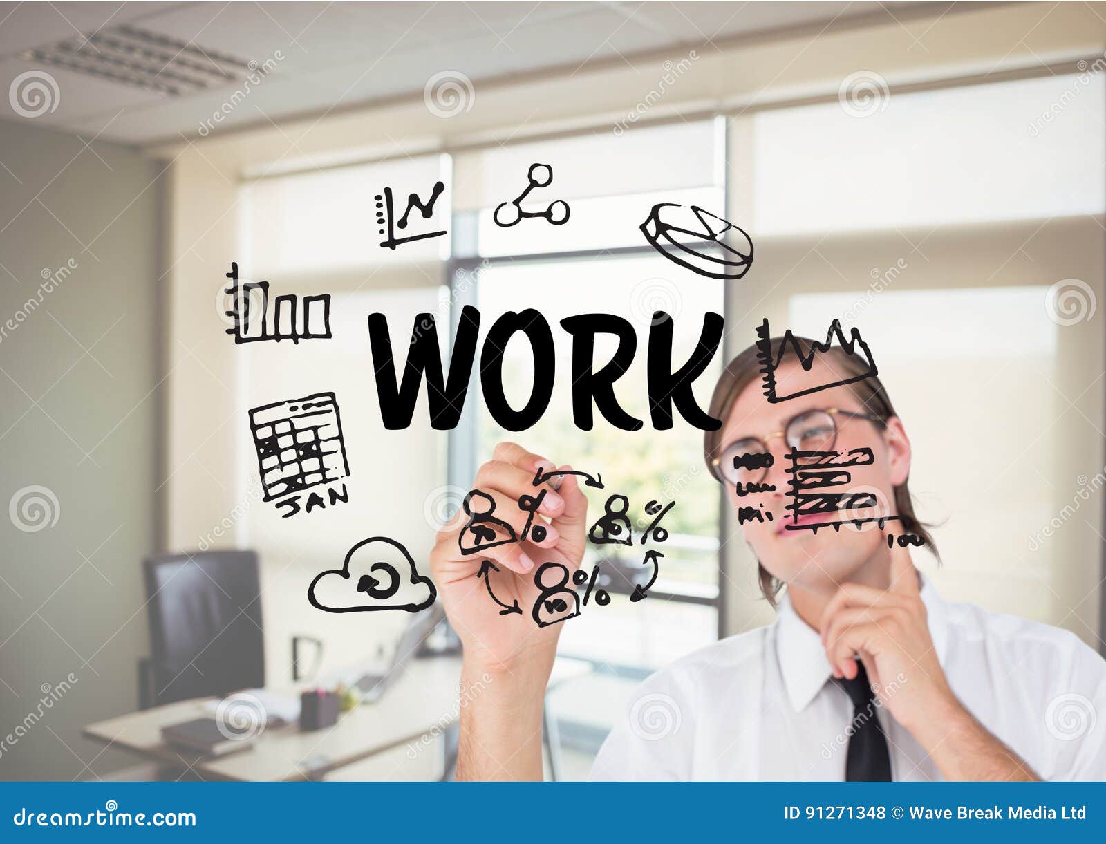 Men drawing work graphic stock illustration. Illustration of chart ...