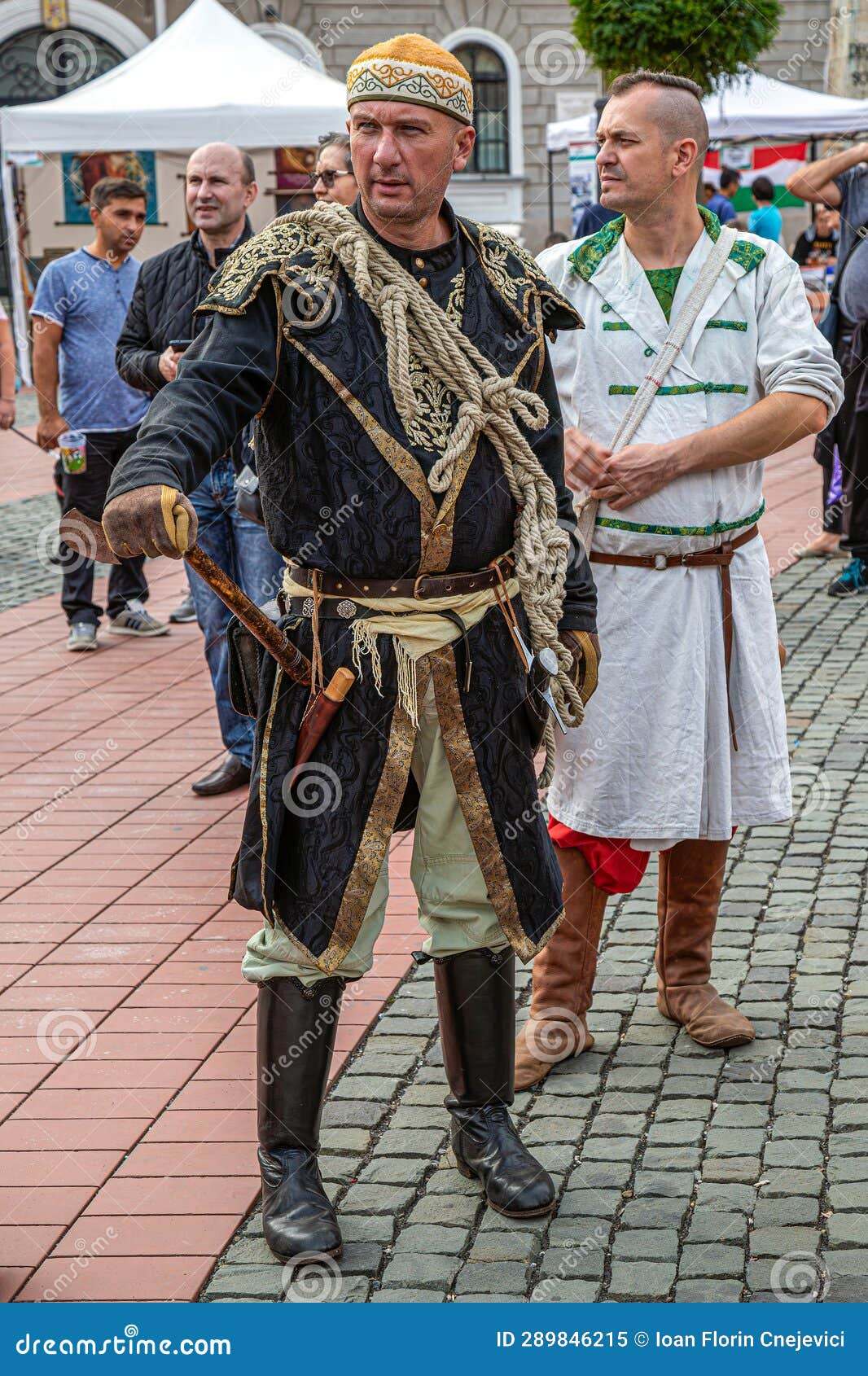 Men Dressed in Hungarian Medieval Infantry Soldiers with Uniform ...