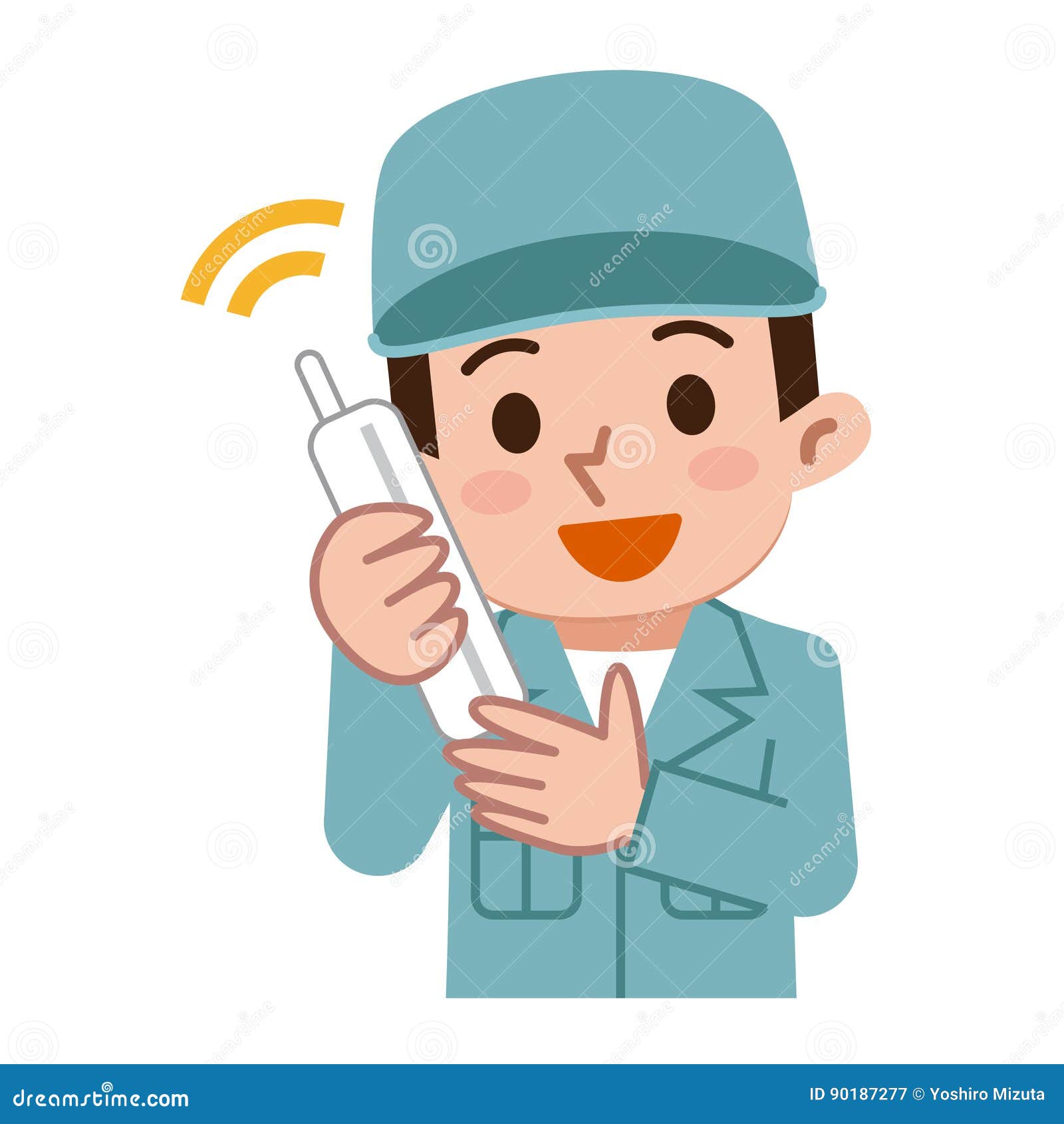 Men Dressed in Work Clothes in a Phone Stock Vector - Illustration of ...